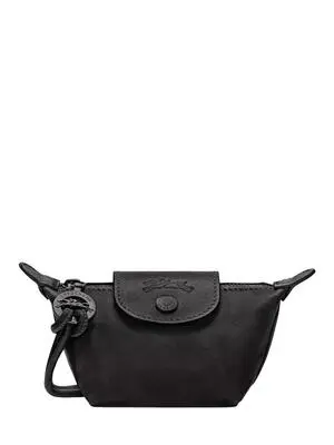 Longchamp Embossed Leather Pouch - Black