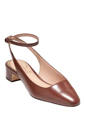 Cole Haan Paden Ankle Strap Pumps Dark Cuoio Box Leather