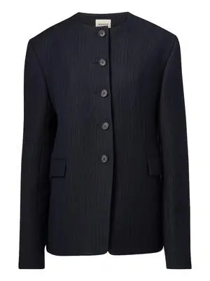 Khaite Jameson Pinstripe Wool-blend Jacket - Blue