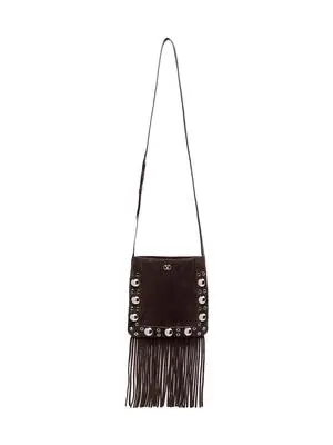 Valentino Garavani Nellcôte Small Fringed Shoulder Bag - Brown