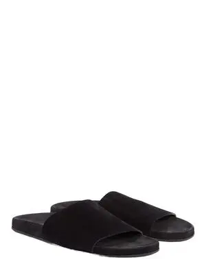 THE ROW Hugh Suede Slides - Black