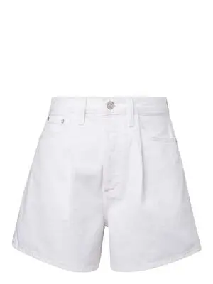 AGOLDE Rhoda Pleated High-rise Denim Shorts - White