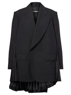 Junya Watanabe Pleated Wool Blazer Dress - Black