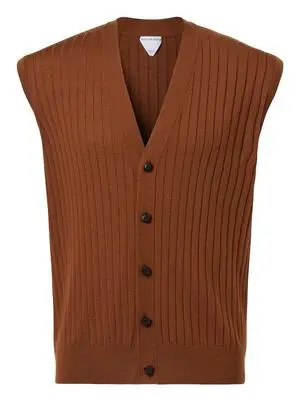 Bottega Veneta Ribbed-knit Wool Sweater Vest - Brown