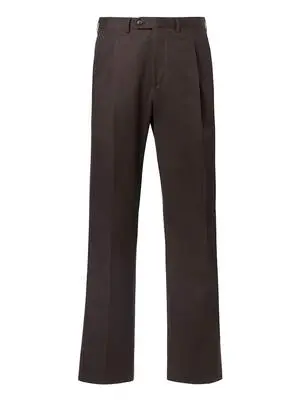 SAMAN AMEL Amo Cotton And Cashmere Straight Pants - Brown