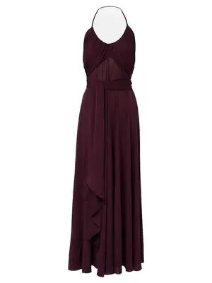 Alaïa Draped Halterneck Maxi Dress - Burgundy