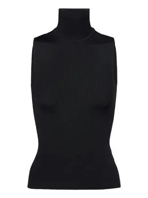 KHAITE Benita Ribbed-Knit Turtleneck Top