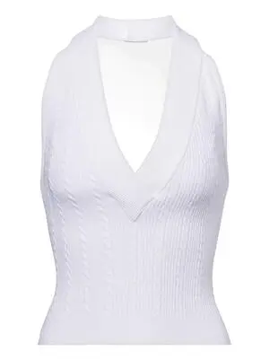 Balmain Cable-knit Halterneck Top - White