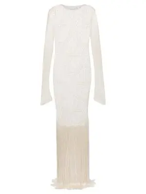 Stella McCartney Fringed Crochet Maxi Dress - White