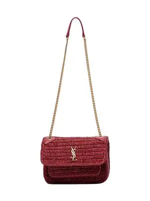 Saint Laurent Niki Mini Raffia Shoulder Bag - Red