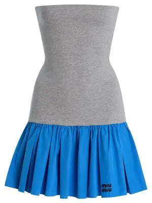 Miu Miu Jersey And Poplin Mini Dress - Multi