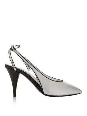 Miu Miu Metallic Leather Slingback Pumps - Silver