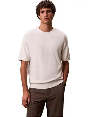 Calvin Klein Tech Knit Crewneck Sweater T-shirt - Chalk