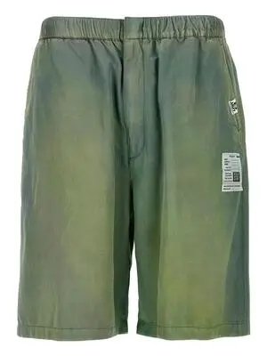 Mihara Yasuhiro Aged Satin Bermuda Shorts - Green