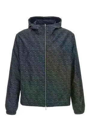 Fendi Patterned Hooded Jacket - Blue