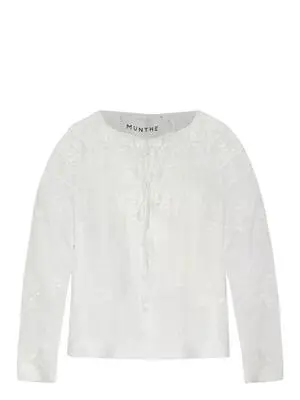Munthe Embroidered Lace-up Blouse - Ivory