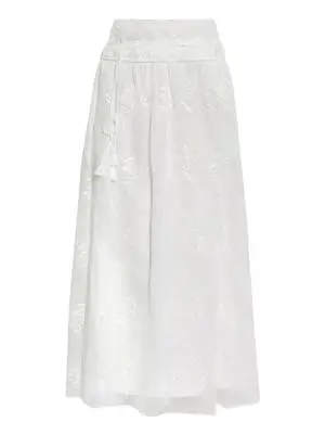 Munthe Embroidered Midi Skirt - White