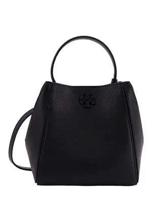 Tory Burch Mcgraw Small Leather Bucket Bag - Black