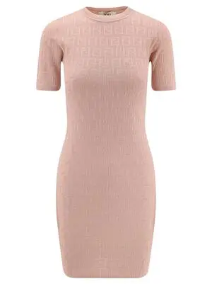 Fendi Ff Cotton And Viscose Dress - Pink