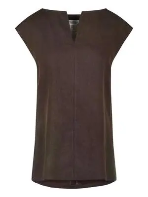 Max Mara Cap-sleeve Linen Top - Brown
