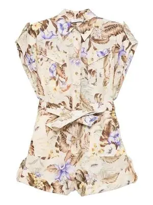 Zimmermann Coco Playsuit - Cream Multi Floral