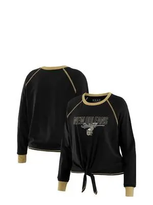WEAR BY ERIN ANDREWS New Orleans Saints Tie-front Long Sleeve T-shirt - Black