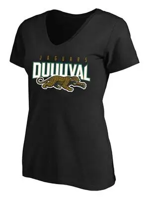 Mitchell & Ness Jacksonville Jaguars Retro Duval V-neck T-shirt - Black