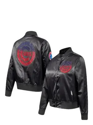 PRO STANDARD Chicago Cubs Rhinestone Satin Jacket - Black