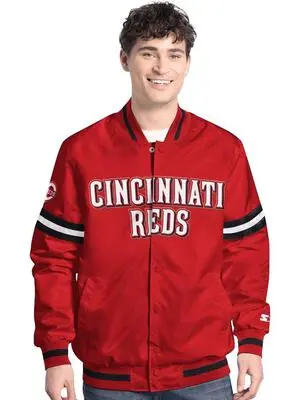 STARTER Cincinnati Reds Scout Varsity Jacket - Red
