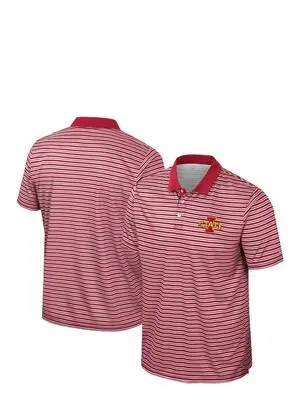 COLOSSEUM Iowa State Cyclones Striped Polo - Cardinal