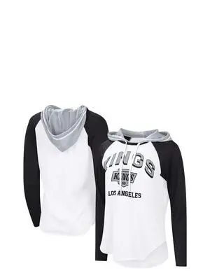 G-III 4HER BY CARL BANKS Los Angeles Kings Vip Raglan Long Sleeve Hoodie T-shirt - White