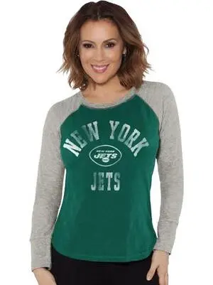 G-III 4HER BY CARL BANKS Waffle Knit Raglan Long Sleeve T-shirt - Green