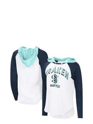 G-III 4HER BY CARL BANKS Seattle Kraken Vip Raglan Long Sleeve Hoodie T-shirt - White