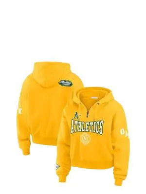 WEAR BY ERIN ANDREWS Oakland Athletics Patch Quarter-zip Hoodie - Gold