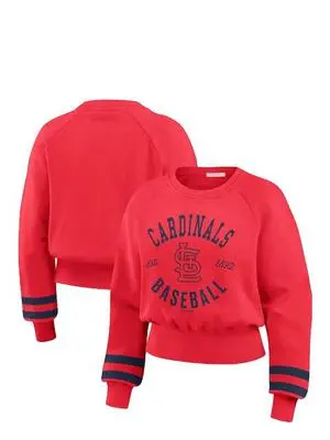 WEAR BY ERIN ANDREWS St. Louis Cardinals Vintage Washed Cropped Pullover Sweatshirt - Red