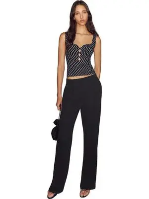 REFORMATION Francy Top Sleeveless Sweetheart Neckline With Button Detail - Black