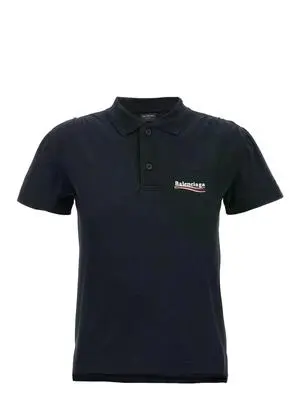 Balenciaga Logo-embroidered Polo Top - Blue
