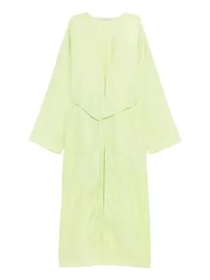 Asceno Linen Coat With Tie Waist - Green