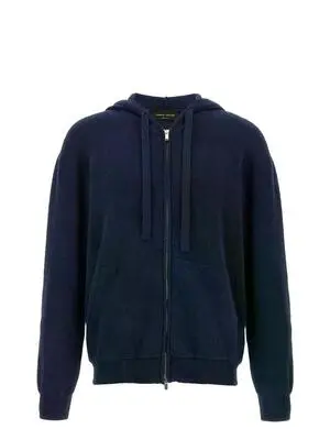ROBERTO COLLINA Terry-cloth Zip Up Hoodie - Blue