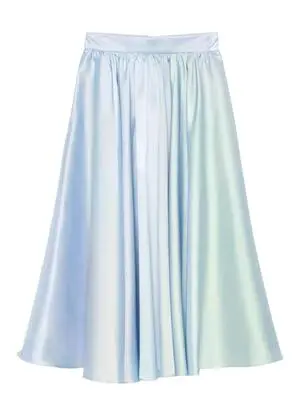BLANCA VITA Satin Pleated Midi Skirt - Blue