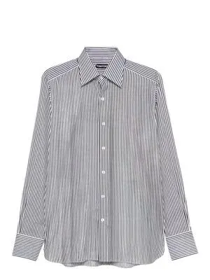 TOM FORD Striped Cotton-silk Shirt - Black