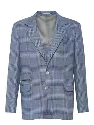 Brunello Cucinelli Checked Blazer - Blue