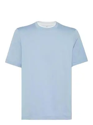 Brunello Cucinelli Contrasting-trim T-shirt - Blue
