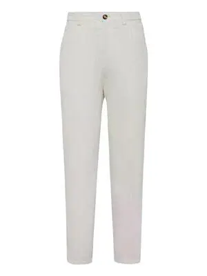 Brunello Cucinelli Pleated Tapered Trousers - White