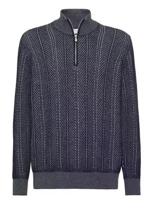 Brunello Cucinelli Cashmere Zip-up Sweater - Blue