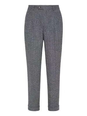Brunello Cucinelli Pleated Tapered Trousers - Grey