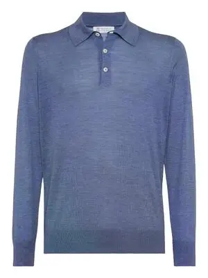 Brunello Cucinelli Lightweight Knitted Polo Shirt - Blue