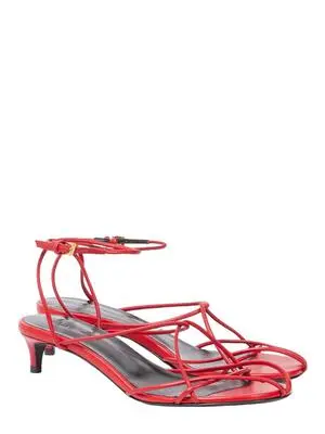 Khaite Loulou 35 Leather Slingback Sandals - Red