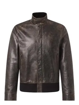 THE ROW Edrice Leather Bomber Jacket - Black