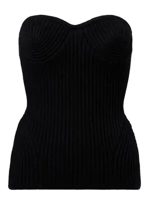 JEAN PAUL GAULTIER Ribbed-knit Wool-blend Corset - Black
